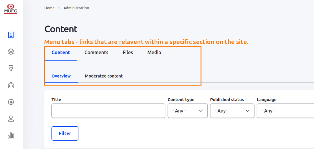 Using the Content Table | MUFG Americas